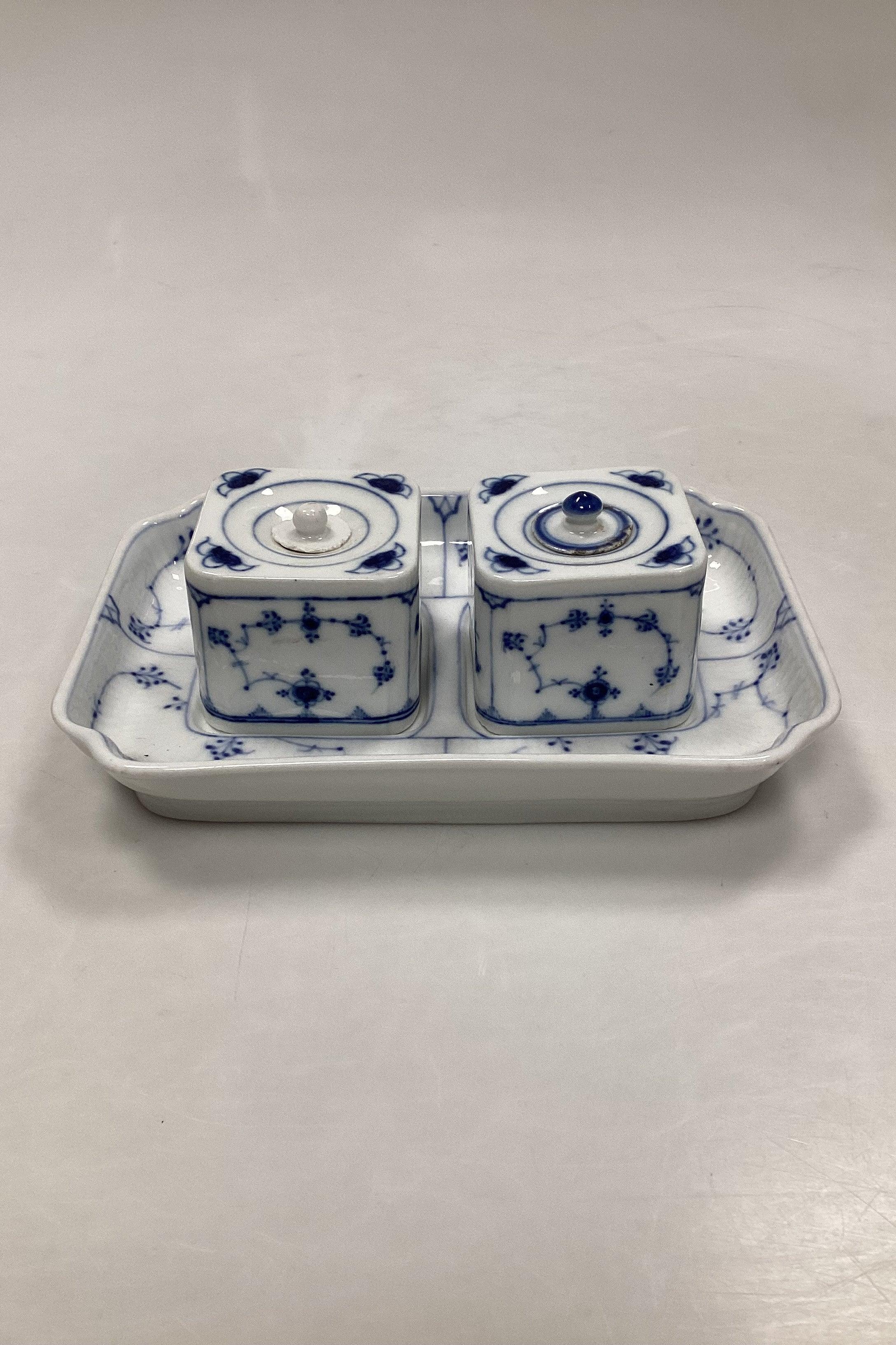 Royal Copenhagen Blue Fluted Plain Tray with Inkpot No 127