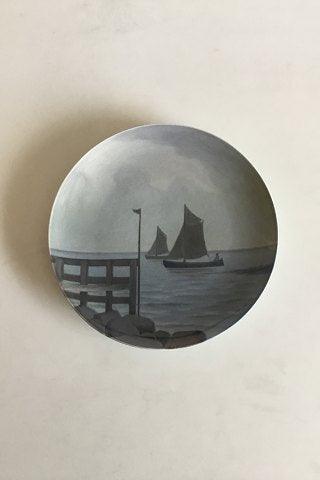 Bing & Grondahl Art Nouveau Wall Plate with Sailing Ship No 8247/357-2