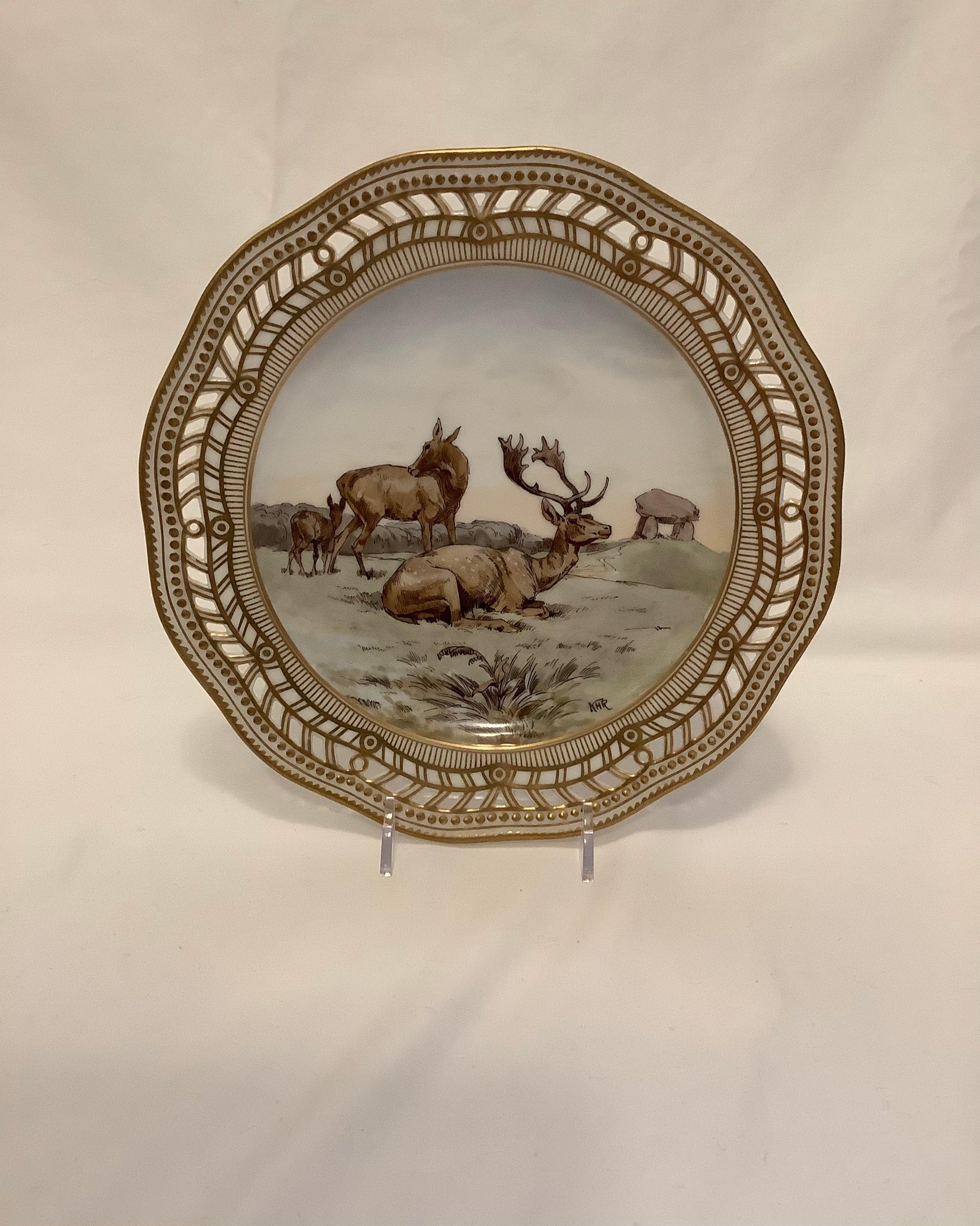 Sæt på 8 Royal Copenhagen Flora Danica Unika Jagttallerker af Karl Han